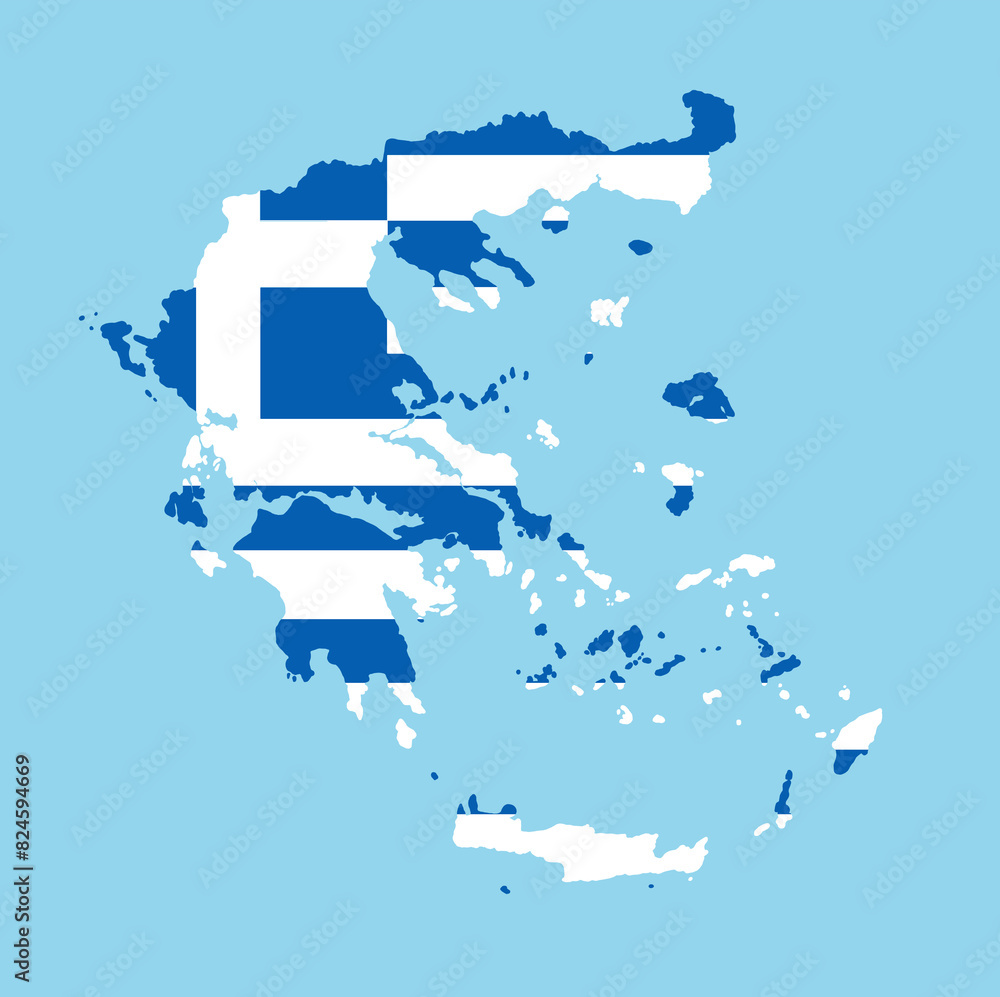 Greece map in national flag colors. Map illustration of European ...