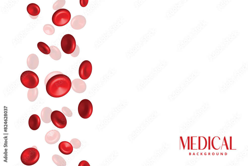 world blood donor day red blood cells white empty space background ...