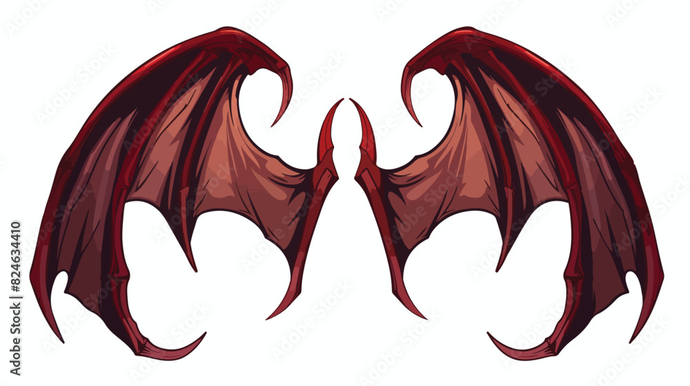 Cartoon devil wings. Tail demon monster horns red evil Stock Vector ...