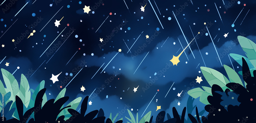 Hand drawn cartoon beautiful stars in the night sky illustration ...