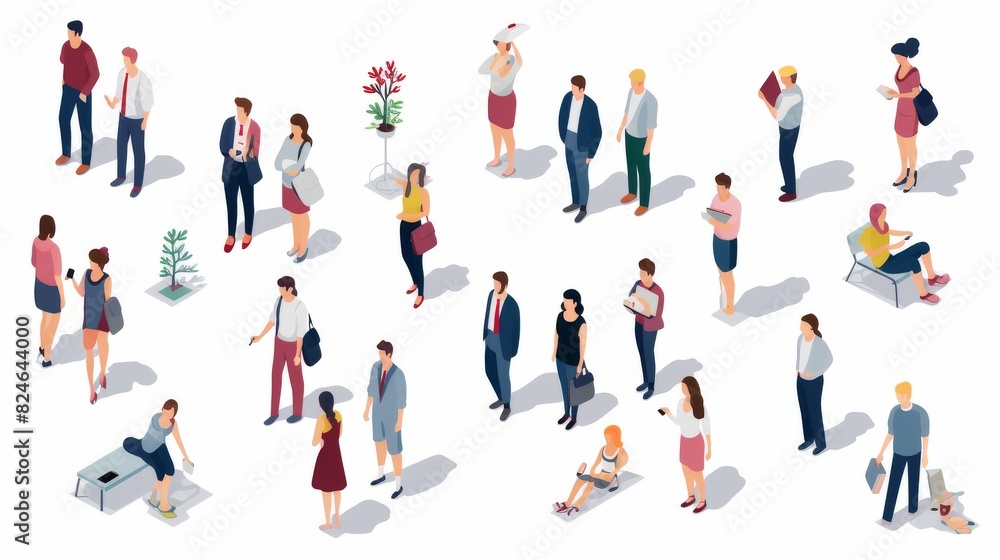 Different isomeric people vector set isolated on white. Male and female ...