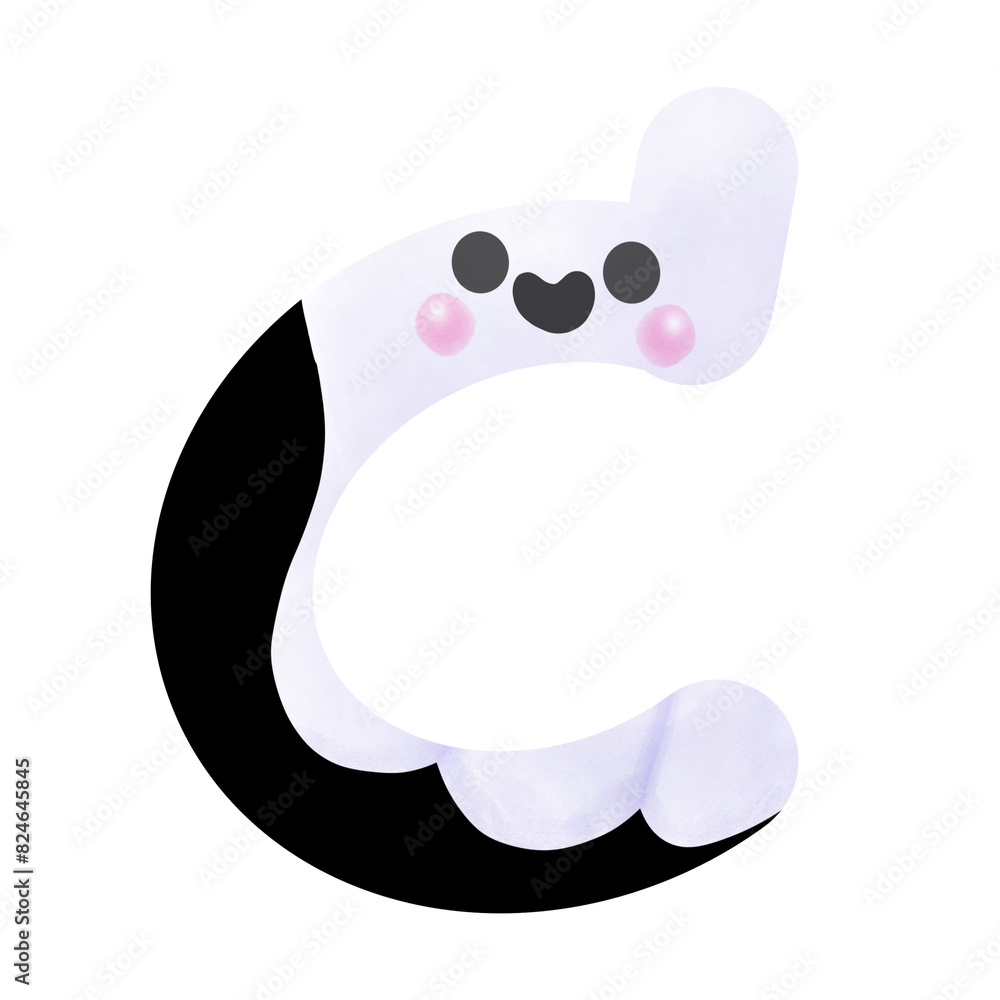 Halloween ghost alphabet letter ABC cute cartoon illustration Stock ...