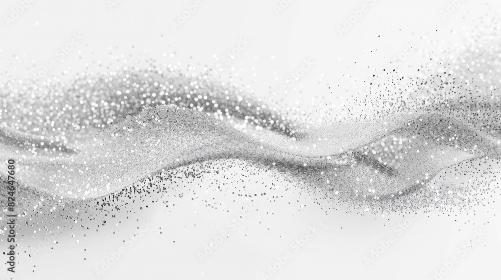 Silver glitter texture wavy borders over white background ,Abstract ...