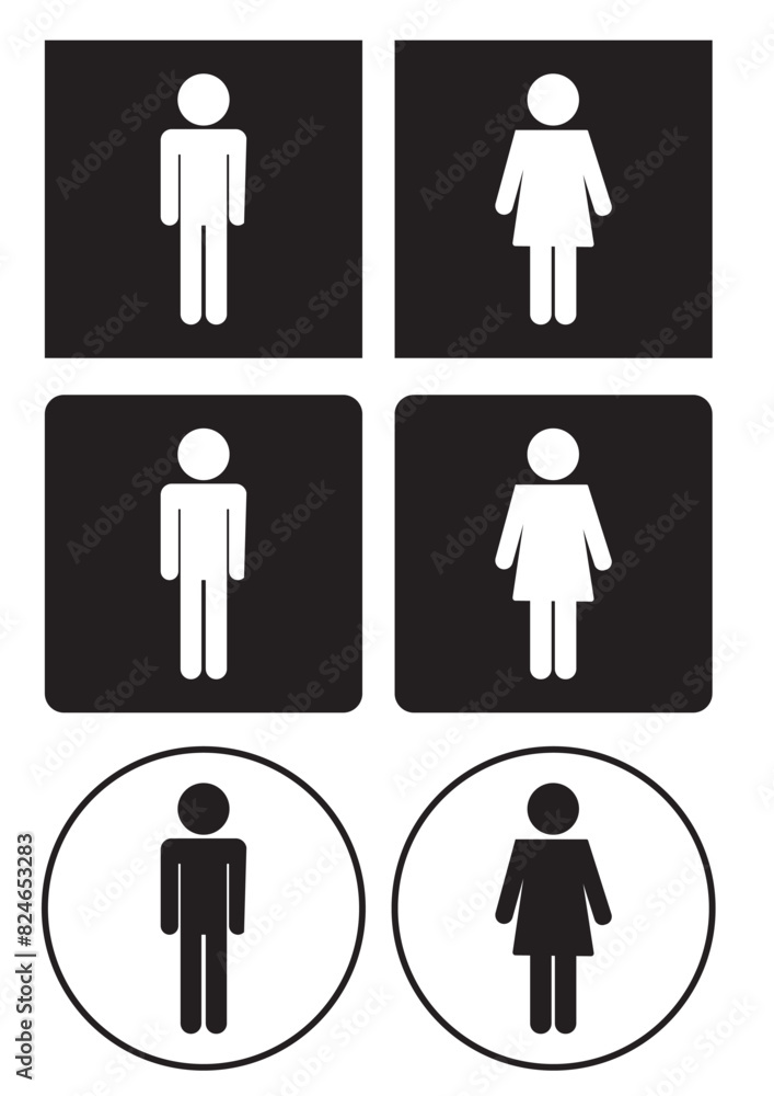 Modern Restroom Sign on White Background - Minimalist Design for Public ...
