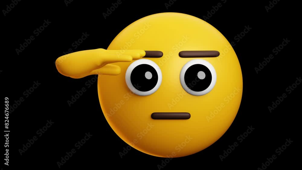 Respect pose, Saluting face emoji, 3d emoticon animation, Alpha channel ...