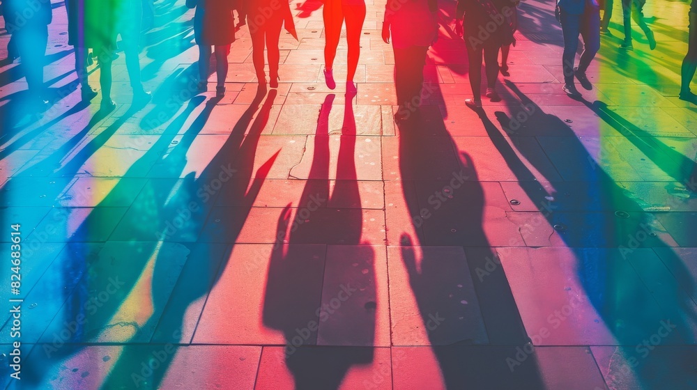 Gay Rights Shadows of People and Rainbow Flag as Symbol Right, Freedom ...