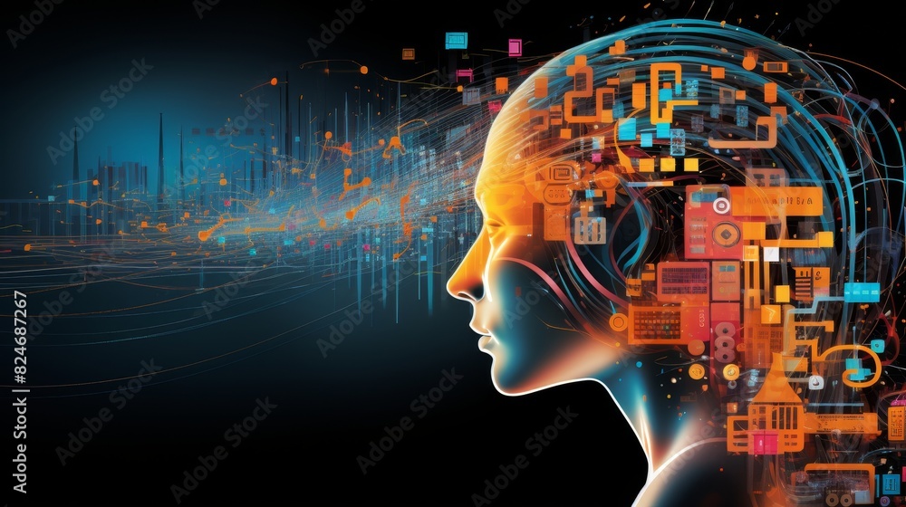 Innovation tech abstract art of emerging technologies from a side view ...