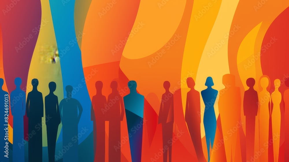 Group of abstract human figures border, diverse people vector ...