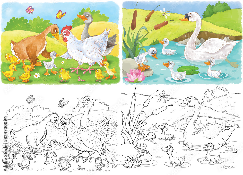 Ugly Duckling. Fairy tale. Small collection of cute characters ...