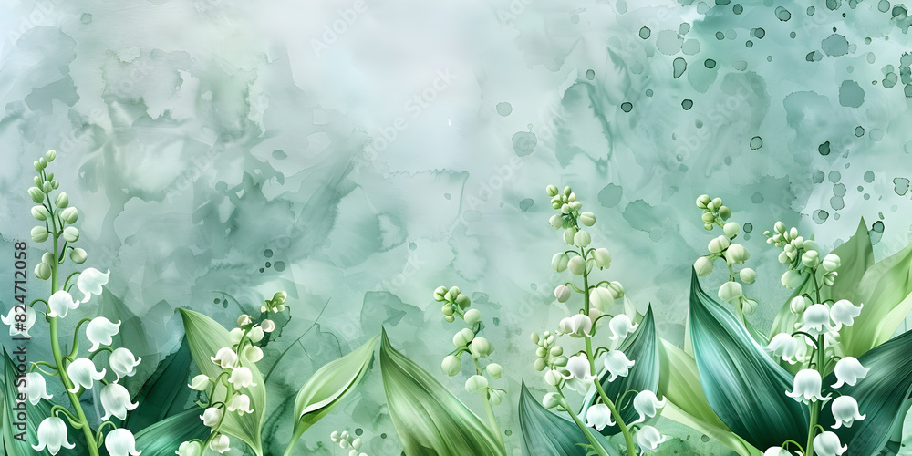 Watercolor set of bouquets of lilies of the valley flowers isolated on ...