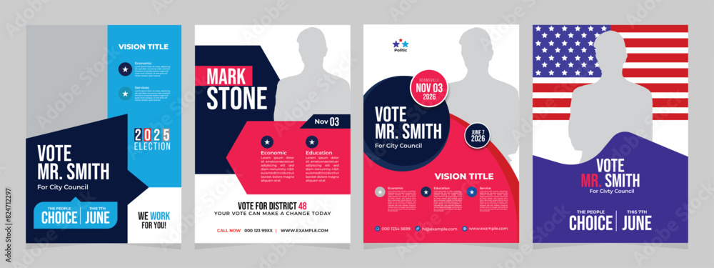 Modern political election flyer design template, creative layout vote ...