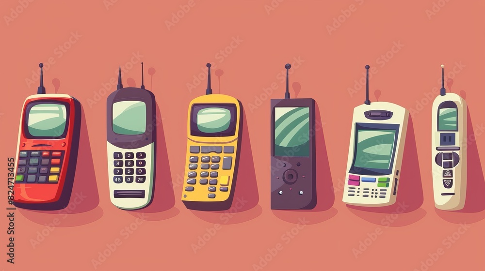 Cartoon modern illustration of the evolution of cellphones. From ...