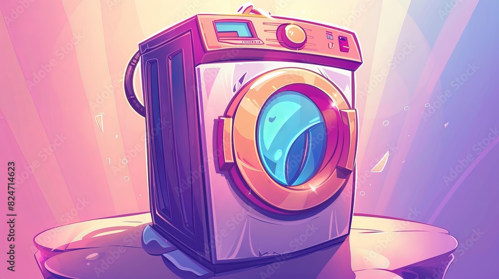 Animated washing machine. Simple gradient modern clip art illustration ...