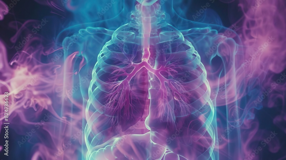 A clinical Xray illustrating the health risks of nitrogen dioxide ...