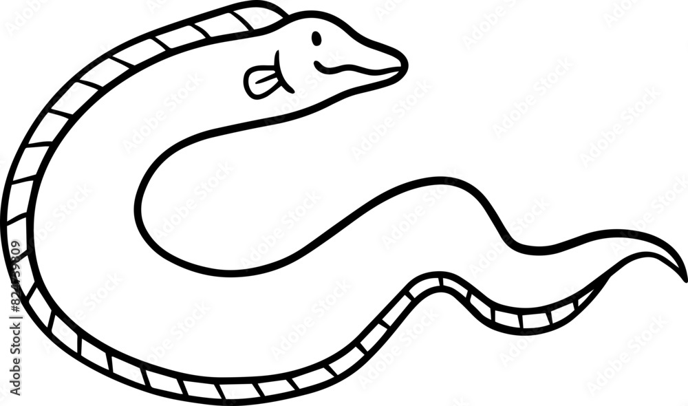 Eel Moray Cartoon Outline Illustration Kids Line Art Stock Vector ...