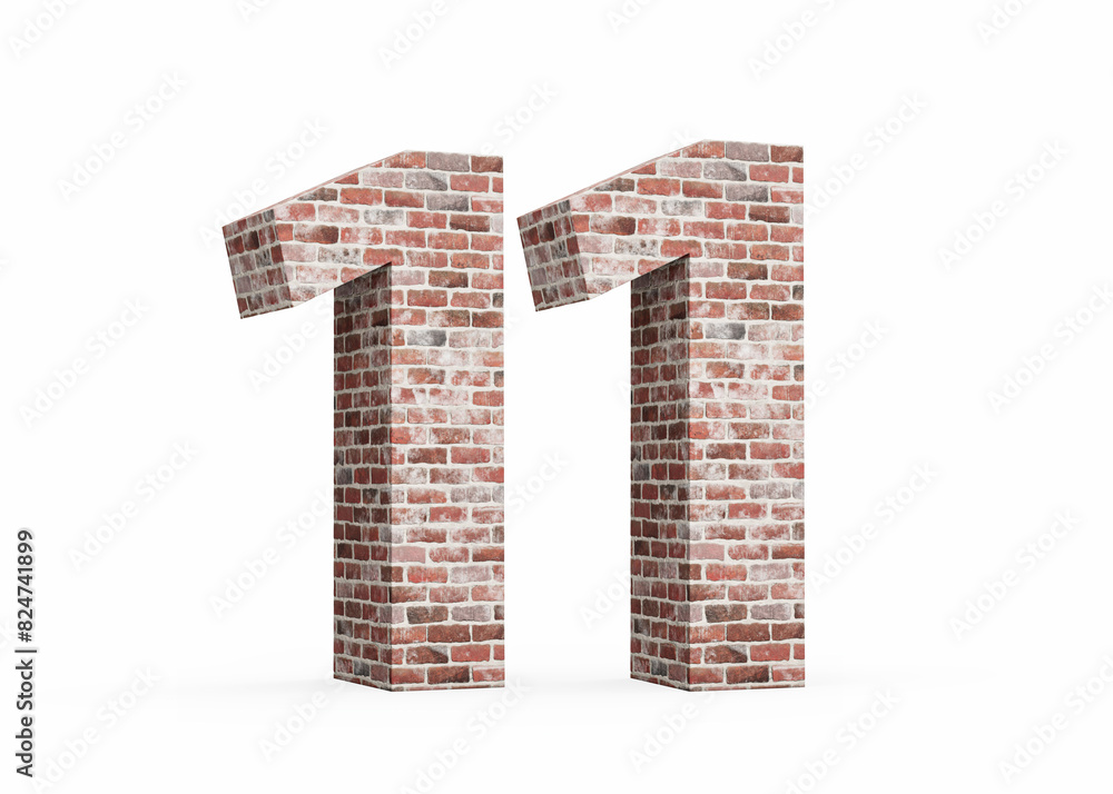 Number Eleven 11 Digit Made Of Old Grunge Texture Wall Of Bricks On ...