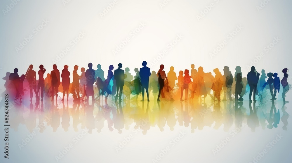 Dialogue between a large group of people. Talking crowd. Colored ...