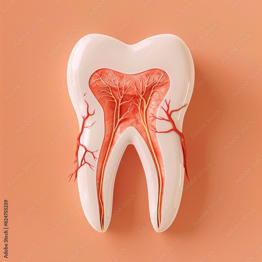 Tooth with Exposed Nerves 3D Icon Create an icon of a tooth cracked ...