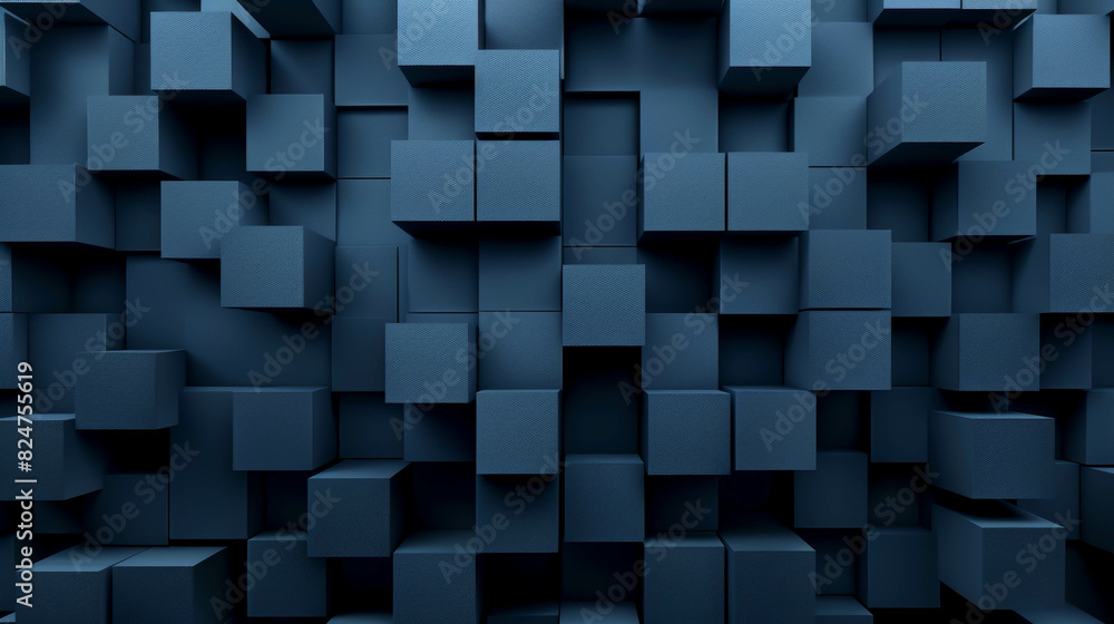 A blue background with many small cubes. The cubes are all different ...