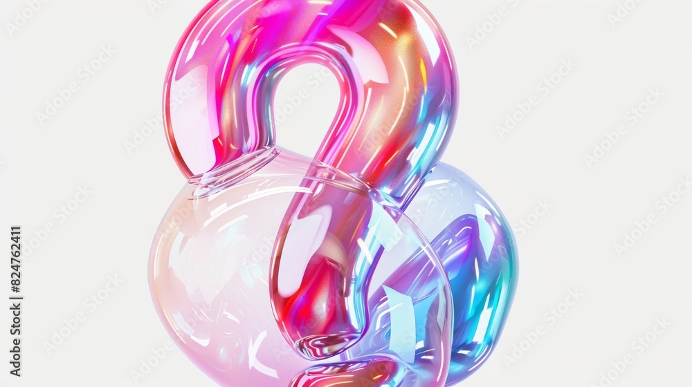 White background PNG with iridescent bubble question mark font Stock ...
