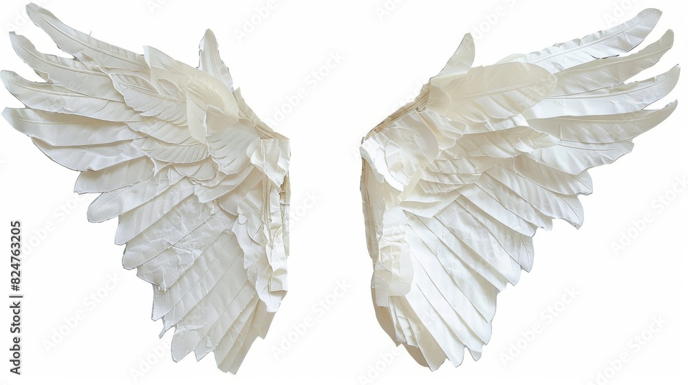 An accessory accessory PNG Wings shape with ripped paper on a white ...