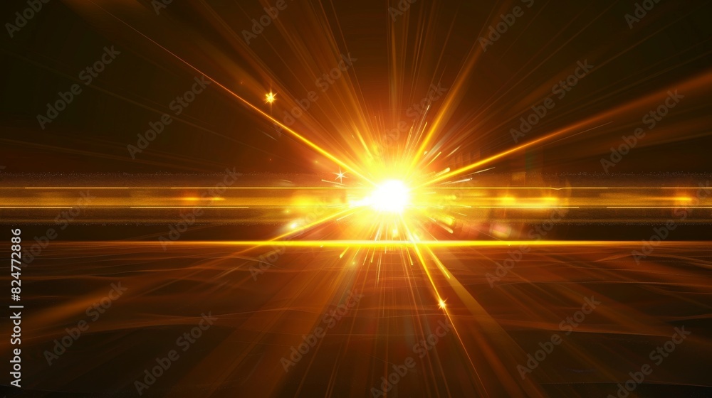 Black background with neon lens flare and yellow light reflections ...