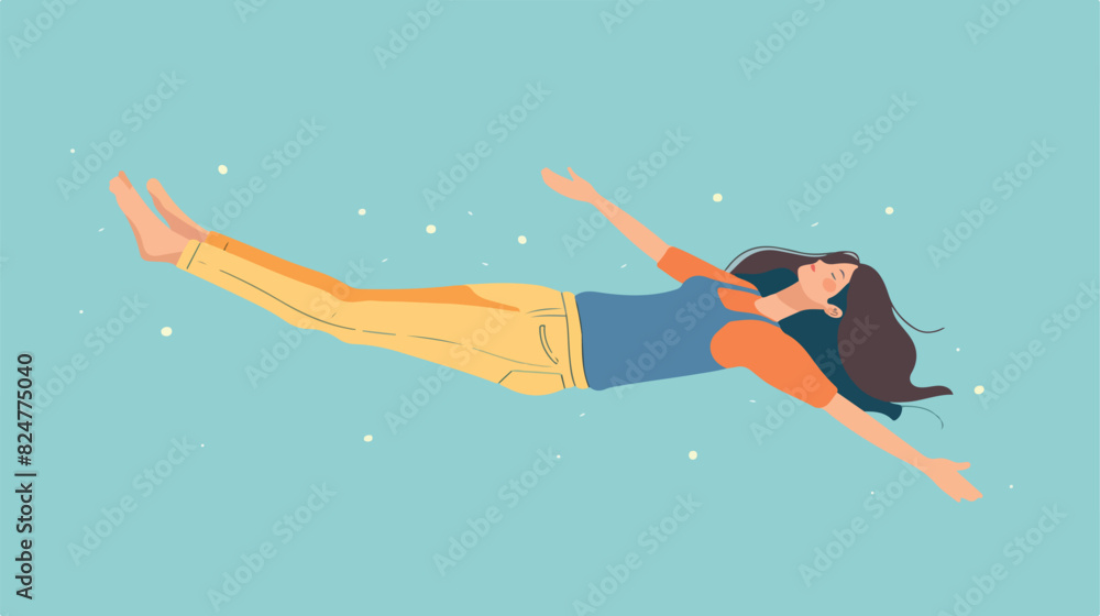 Sleeping woman floating. Flying girl falling down Car Stock Vector ...