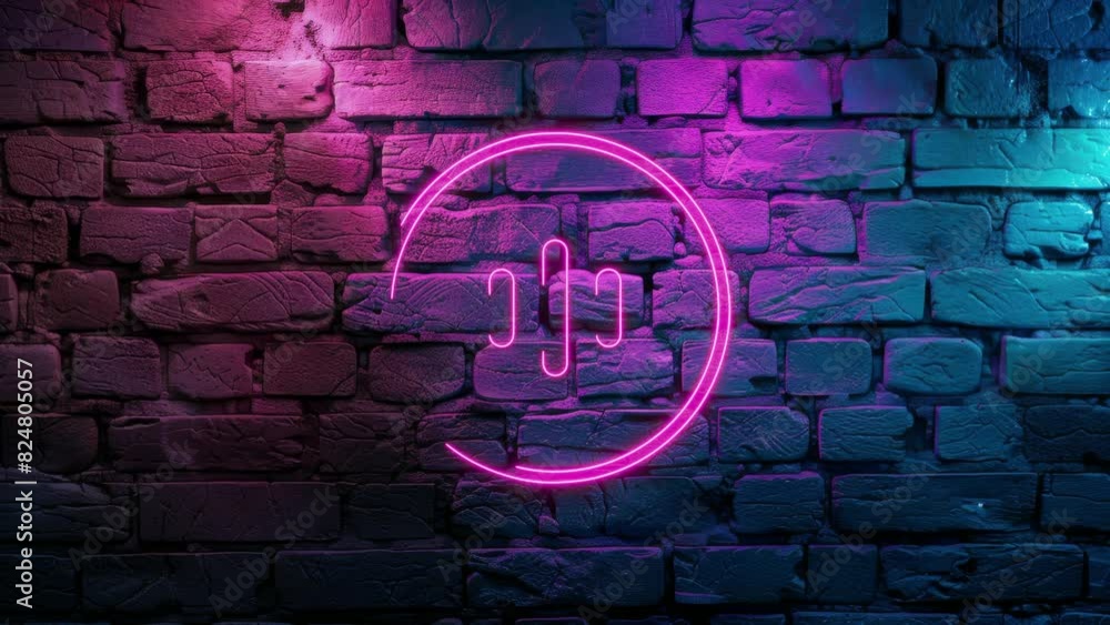 Video footage of Pink glowing Music, record wave Icon neon icon on ...