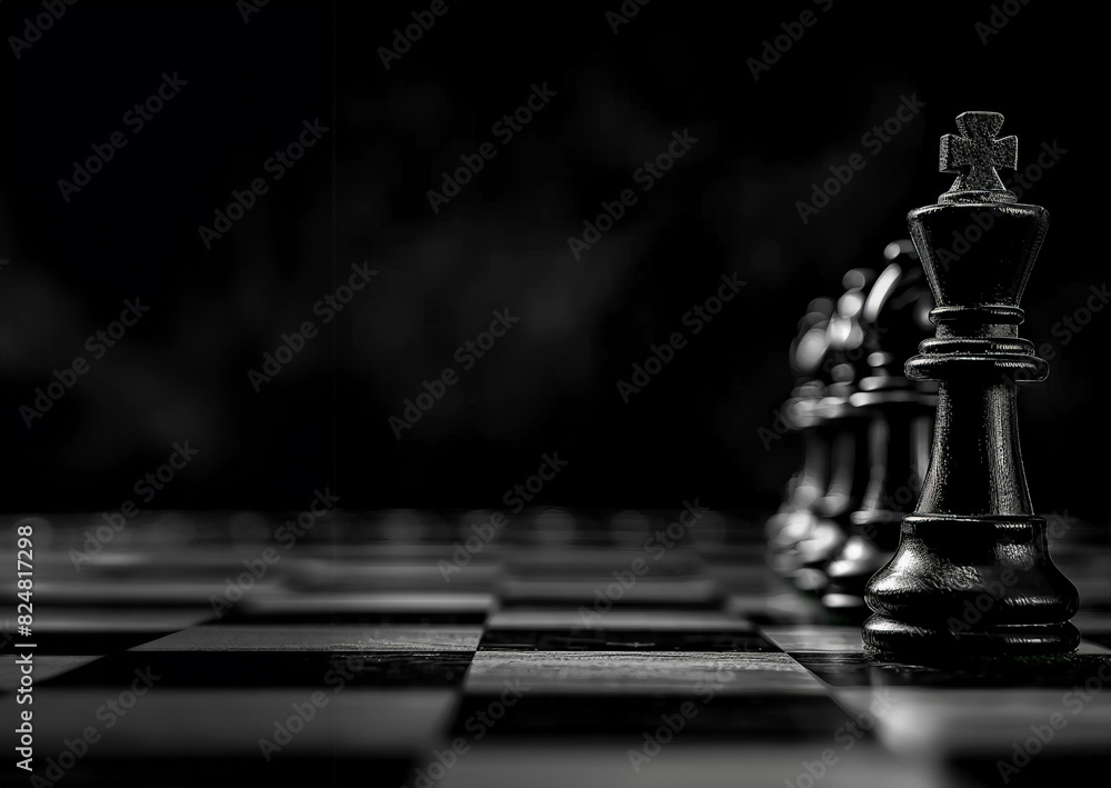 Chess day black horizontal background copy space on the left. Chess ...