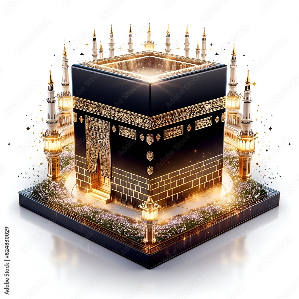 Kaaba, the Islamic holy shrine in Mecca, Saudi Arabia. Symbolizes the ...