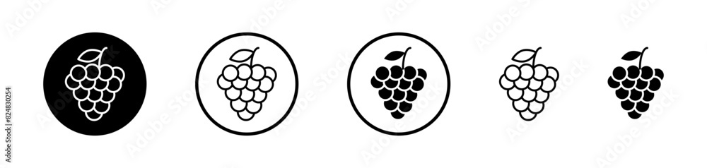 Grape icon set. Grapevine fruit vector symbol and agriculture berry ...