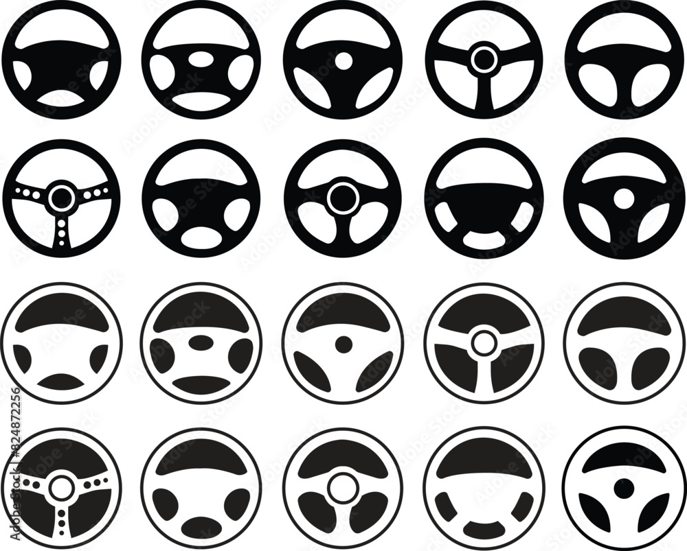 Set of Car, auto vectors icons. Automobile, machine, drive symbols ...