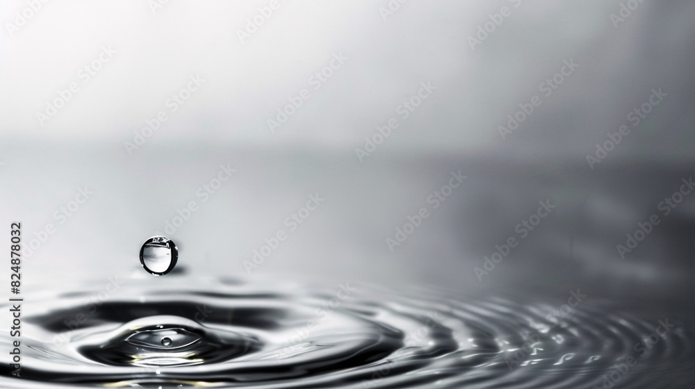 Water drop and ripples. A single water drop creates ripples on a still ...