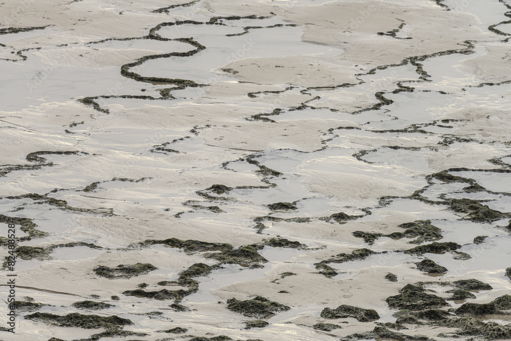 Tide Patterns on Sand at Vila Nova de Milfontes, Portugal Stock Photo ...