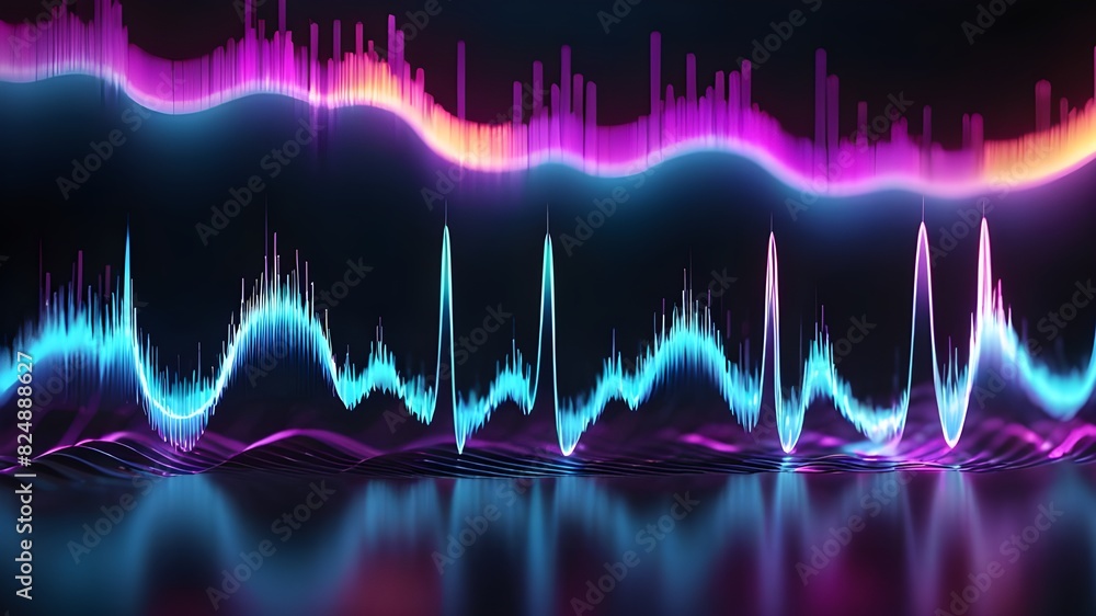 Speaking sound wave, Music sound wave, Dynamic light flow, with blurred ...