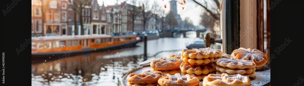 A highangle shot of a Dutch bakery showcasing freshly baked ...