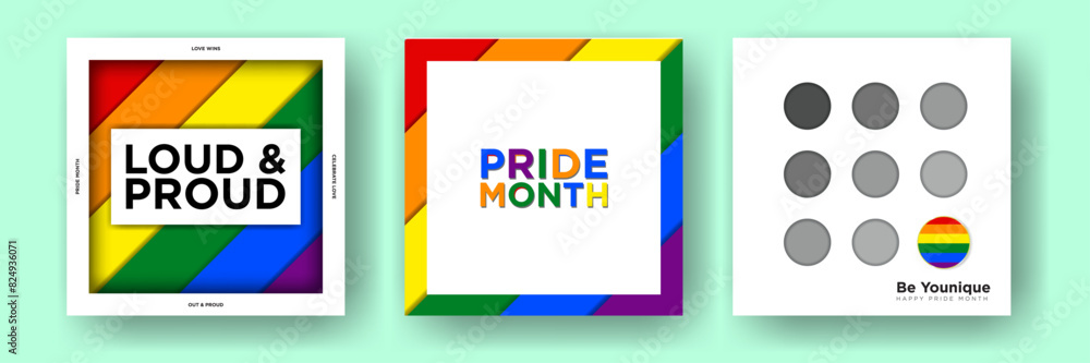 Vetor De Lgbt Pride Month Greeting Card Set Collection Lgbtq Pride