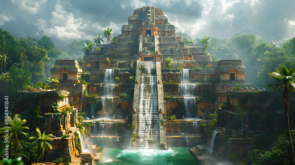 breathtaking printable mural of an ancient Mayan city perfect for ...