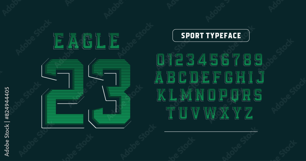 Varsity Style Jersey Design: Eagle 23. Classic varsity look with green ...