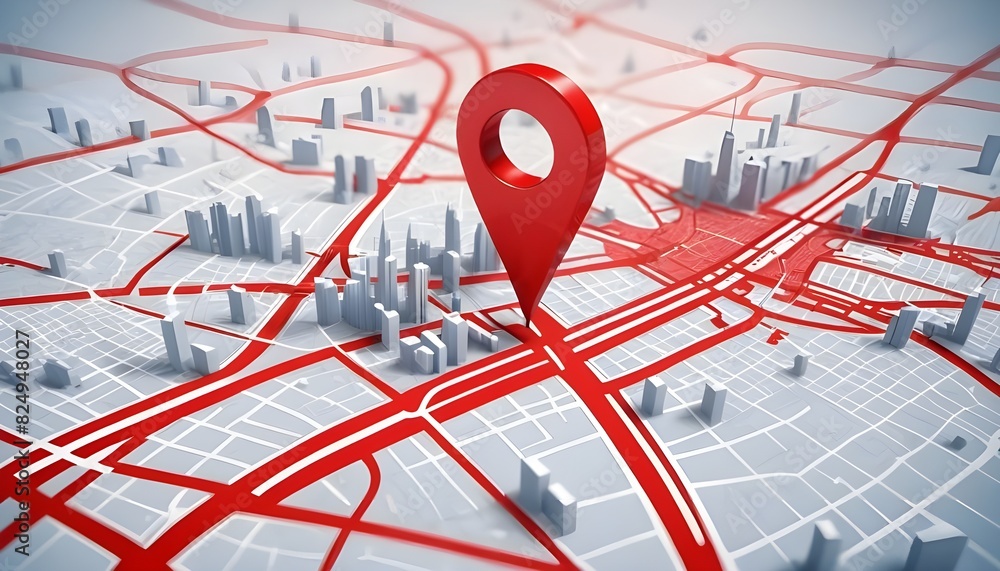 Location pin icon on earth city urban map indicating the location and ...