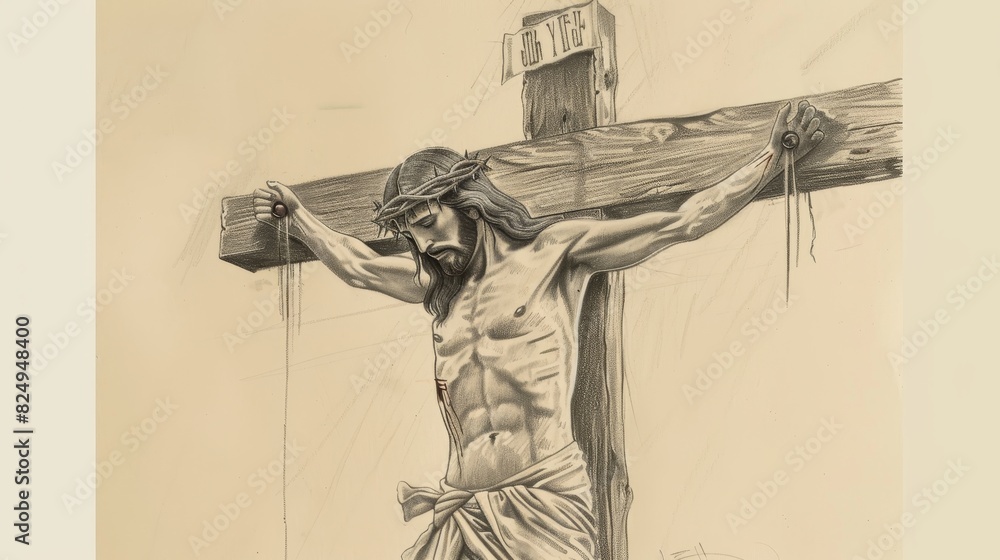 Jesus' Act of Mercy from the Cross, Biblical Illustration of ...