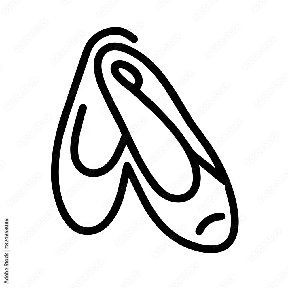 Delicate black and white vector portrayal of ballet shoes on ...