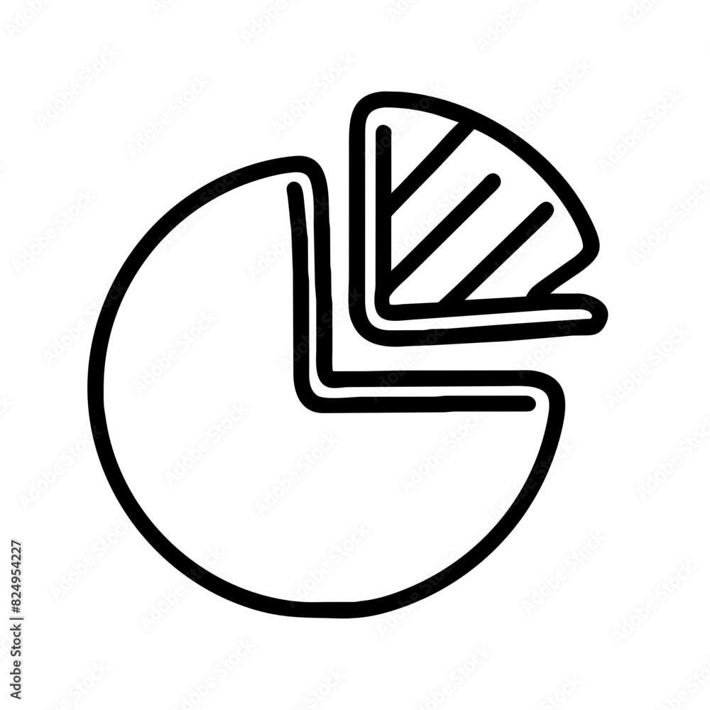 Black and white vector illustration of a pie chart with a slice missing ...