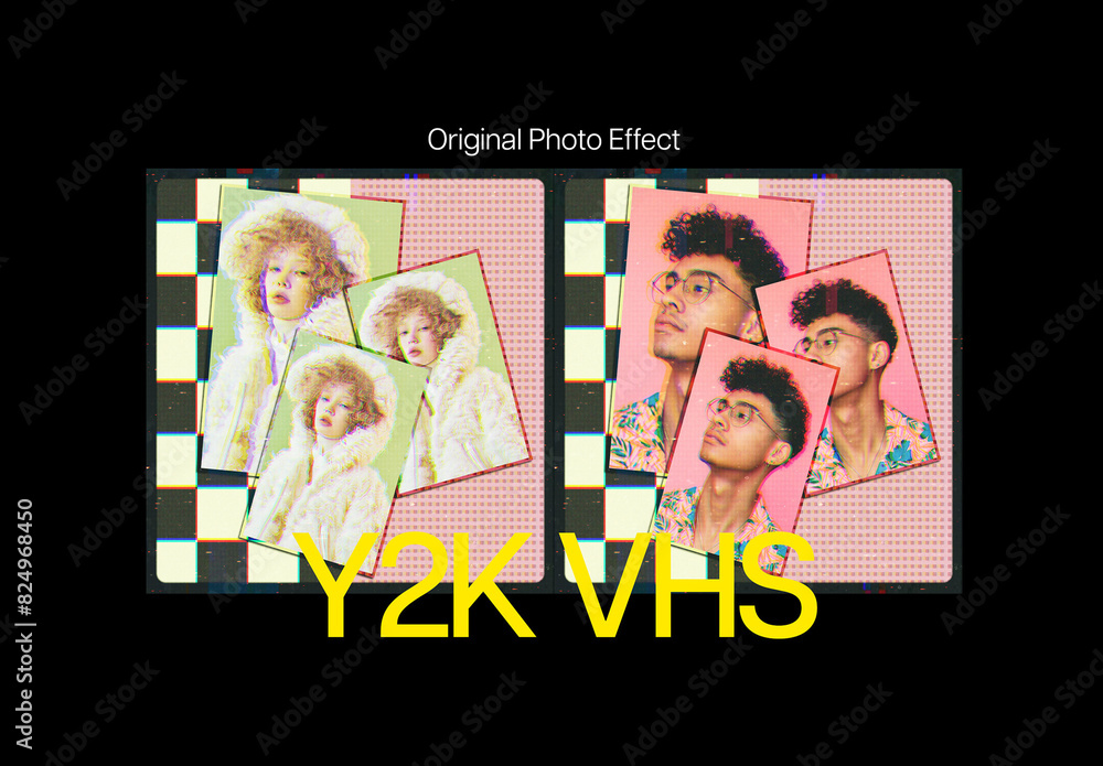 Y2K VHS Photo Effect Mockup Stock Template | Adobe Stock