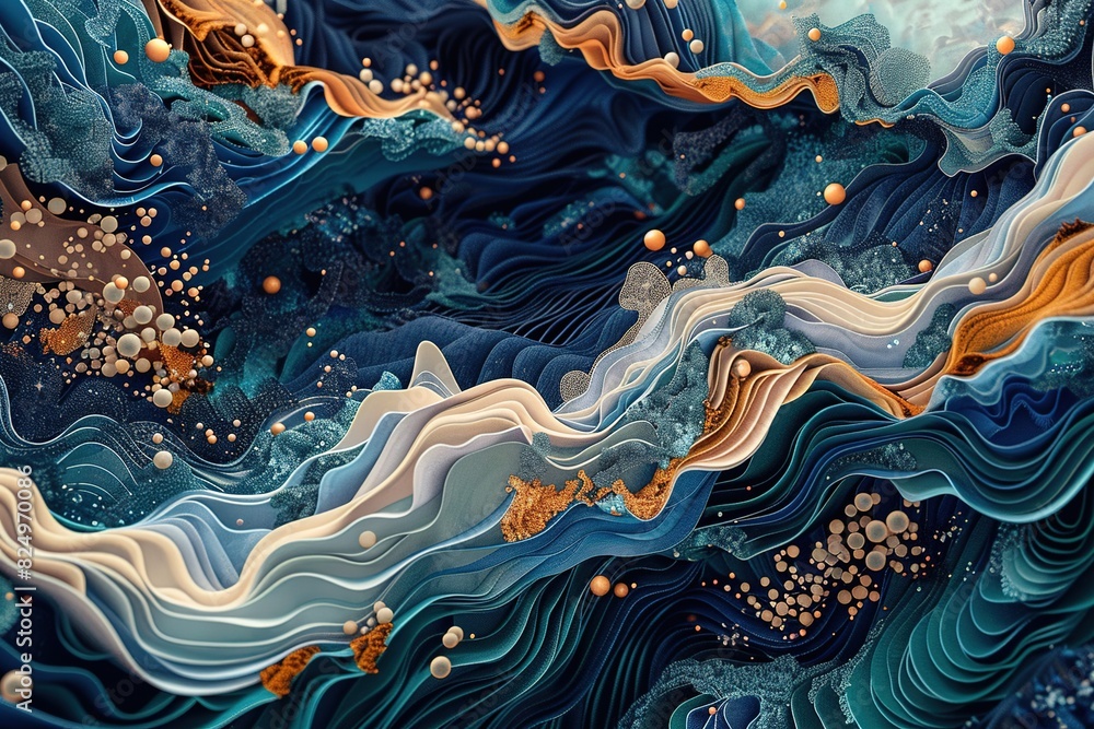Abstract marine patterns depicting ocean currents and underwater ...