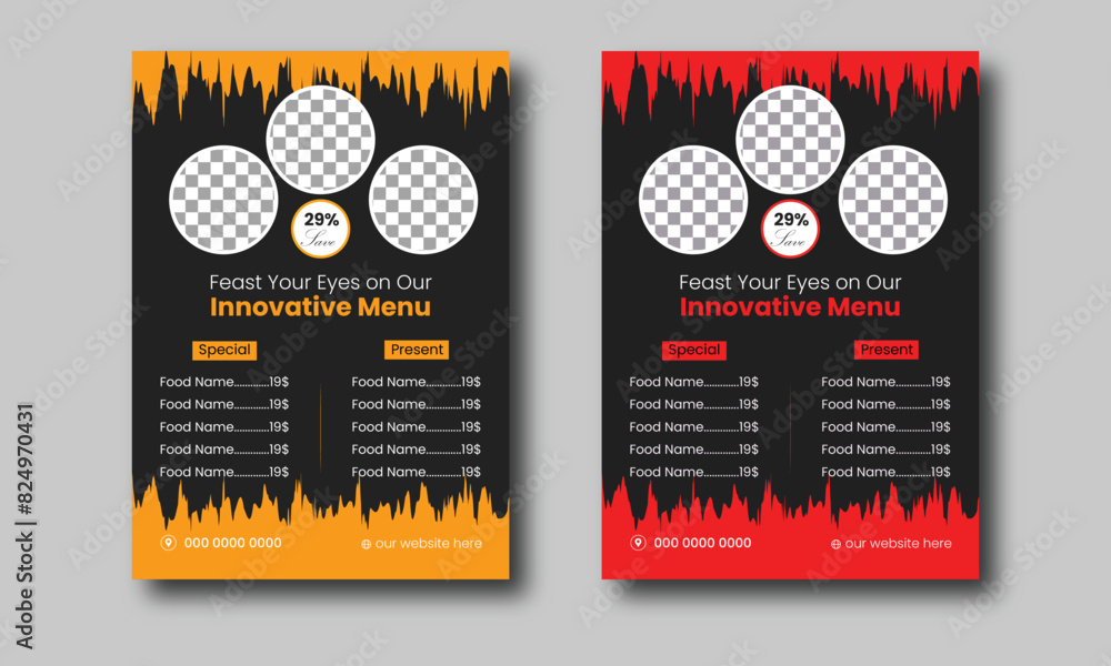 Food menu. Creative menu design. Layout design, Design set for menu ...