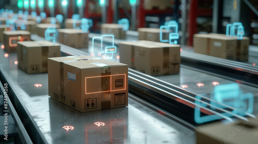 AI automatic recognition system reads boxes on the conveyor line in the ...