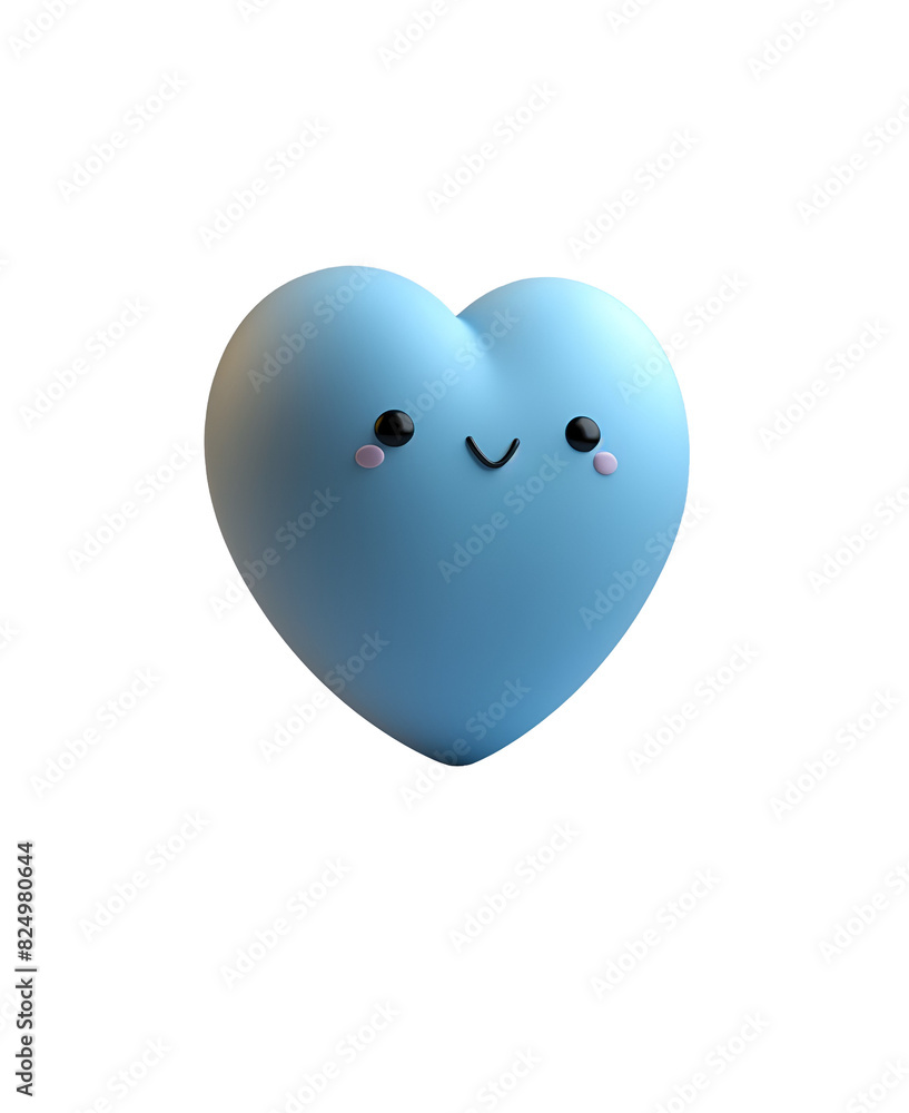 Cute and Happy 3D Rendered Illustration of a Chibi Cartoon Blue Heart ...