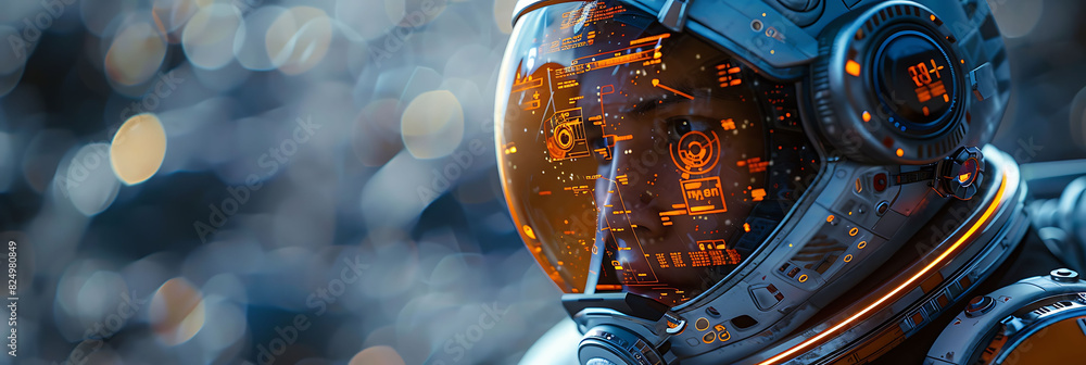 cyborg astronaut exploring distant galaxies with the guidance of AI ...
