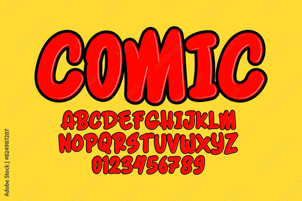 Vector of modern comical font and alphabet. Playful style font design ...